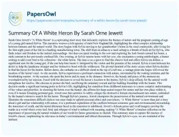 Summary Of A White Heron By Sarah Orne Jewett - Free Essay Example ...