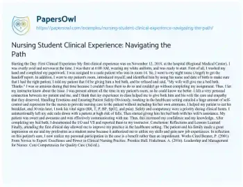 Nursing Student Clinical Experience: Navigating the Path - Free Essay ...