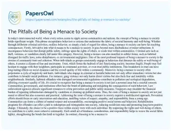 The Pitfalls of Being a Menace to Society - Free Essay Example - 608 ...