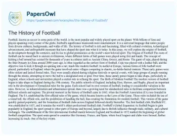 The History of Football - Free Essay Example - 1311 Words | PapersOwl.com