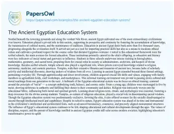The Ancient Egyptian Education System - Free Essay Example - 471 Words ...