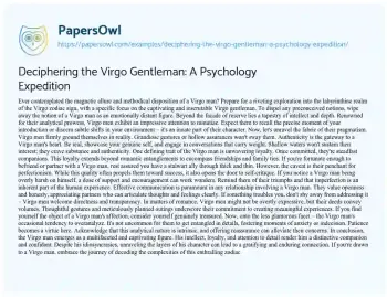 Deciphering the Virgo Gentleman: A Psychology Expedition - Free Essay ...