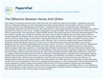 The Difference Between Heroes And Villains - Free Essay Example - 613 ...