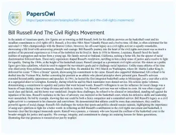Bill Russell And The Civil Rights Movement - Free Essay Example - 632 ...