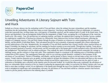 Unveiling Adventures: A Literary Sojourn with Tom and Huck - Free Essay ...