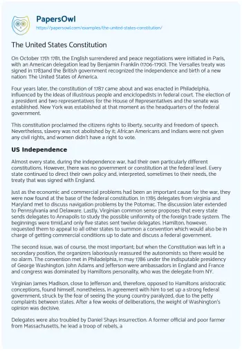 The United States Constitution - Free Essay Example - 977 Words ...