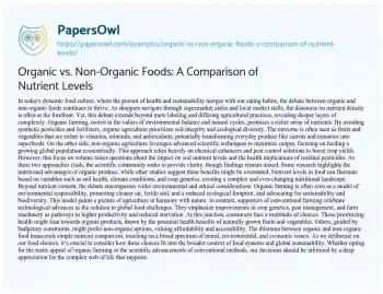 Organic vs. Non-Organic Foods: A Comparison of Nutrient Levels - Free ...