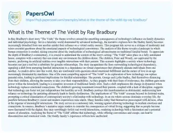What is the Theme of The Veldt by Ray Bradbury - Free Essay Example ...
