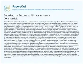 Decoding the Success of Allstate Insurance Commercials - Free Essay ...