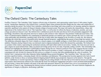 The Oxford Cleric: The Canterbury Tales - Free Essay Example - 709 ...