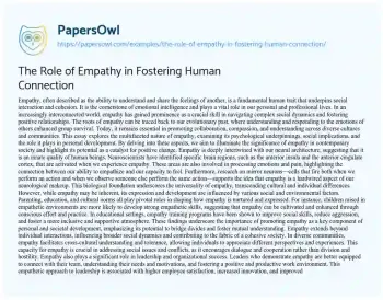 The Role of Empathy in Fostering Human Connection - Free Essay Example ...