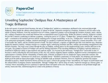 Unveiling Sophocles' Oedipus Rex: A Masterpiece of Tragic Brilliance ...