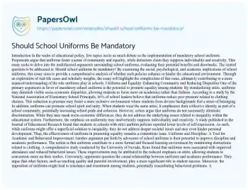Should School Uniforms Be Mandatory - Free Essay Example - 752 Words ...