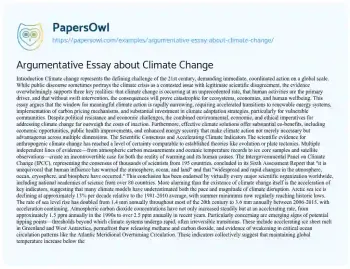 Argumentative Essay about Climate Change - Free Essay Example - 2362 ...