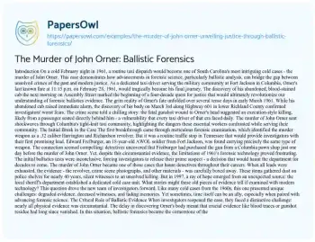 The Murder of John Orner: Ballistic Forensics - Free Essay Example ...
