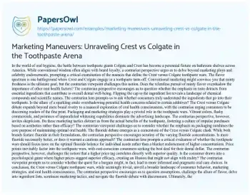 Marketing Maneuvers: Unraveling Crest vs Colgate in the Toothpaste ...