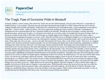 The Tragic Flaw of Excessive Pride in Beowulf - Free Essay Example - 779 Words | PapersOwl.com