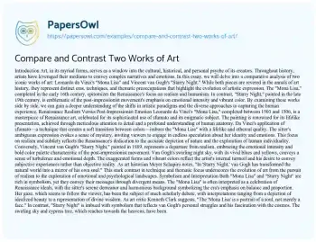 Compare and Contrast Two Works of Art - Free Essay Example - 725 Words ...