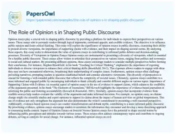 The Role of Opinion s in Shaping Public Discourse - Free Essay Example ...