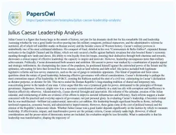 Julius Caesar Leadership Analysis - Free Essay Example - 536 Words ...