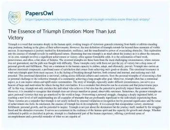 The Essence of Triumph Emotion: More Than Just Victory - Free Essay Example - 519 Words ...