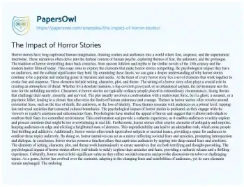 The Impact of Horror Stories - Free Essay Example - 582 Words ...