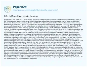 Life Is Beautiful: Movie Review - Free Essay Example - 771 Words ...