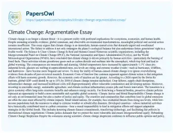 Climate Change: Argumentative Essay - Free Essay Example - 1030 Words ...