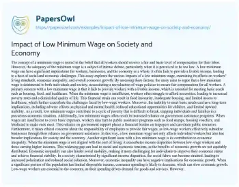 Impact of Low Minimum Wage on Society and Economy - Free Essay Example ...