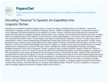 Decoding "Deserve" in Spanish: An Expedition into Linguistic Riches ...