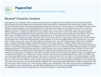 Beowulf Character Analysis - Free Essay Example - 1154 Words | PapersOwl.com