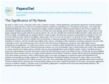 The Significance of My Name - Free Essay Example - 490 Words ...