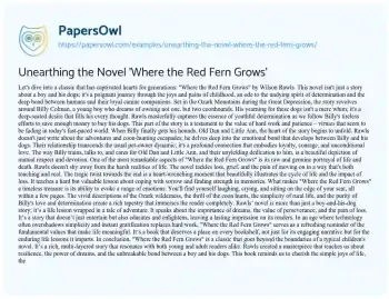 Unearthing the Novel 'Where the Red Fern Grows' - Free Essay Example ...