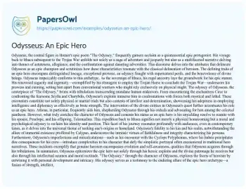 Odysseus: An Epic Hero - Free Essay Example - 540 Words | PapersOwl.com