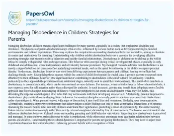 Managing Disobedience in Children: Strategies for Parents - Free Essay ...