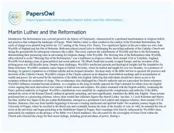 Martin Luther and the Reformation - Free Essay Example - 763 Words ...