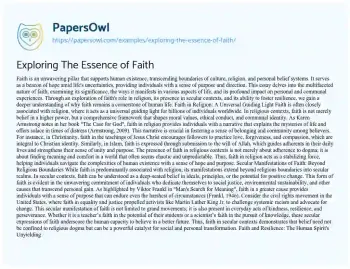 Exploring The Essence of Faith - Free Essay Example - 891 Words ...
