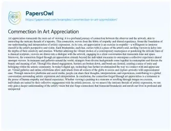 Commection In Art Appreciation - Free Essay Example - 344 Words ...
