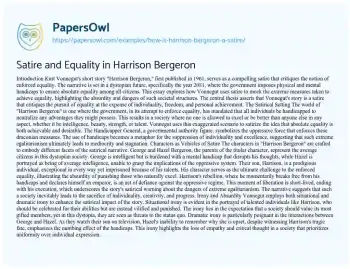 Harrison Bergeron Satire - Free Essay Example - 618 Words | PapersOwl.com
