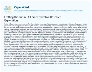 Crafting the Future: A Career Narrative Research Exploration - Free ...