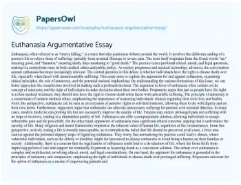 Euthanasia Argumentative Essay - Free Essay Example - 660 Words | PapersOwl.com