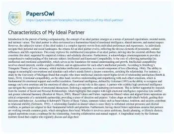 Characteristics of My Ideal Partner - Free Essay Example - 767 Words | PapersOwl.com