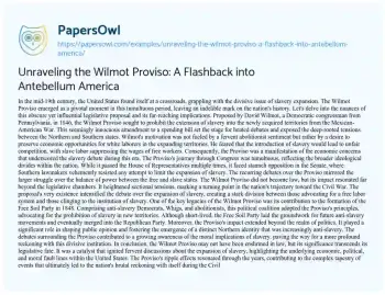 Unraveling the Wilmot Proviso: A Flashback into Antebellum America ...