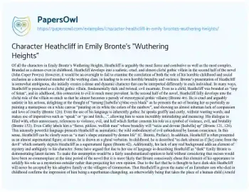 Character Heathcliff in Emily Bronte’s "Wuthering Heights" - Free Essay ...