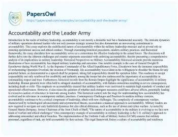 Accountability and the Leader Army - Free Essay Example - 814 Words ...