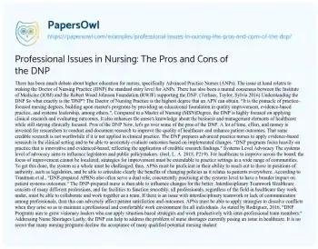 Professional Issues in Nursing: The Pros and Cons of the DNP - Free Essay Example - 1643 Words ...