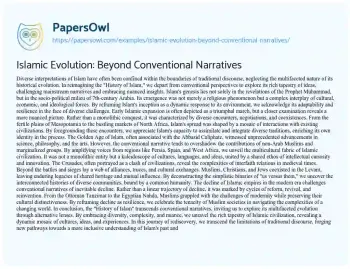 Islamic Evolution: Beyond Conventional Narratives - Free Essay Example - 475 Words | PapersOwl.com