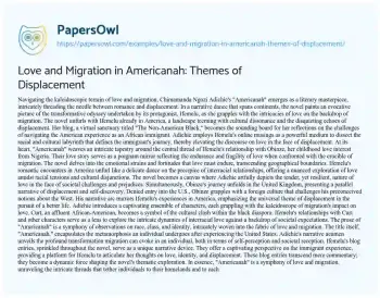 Love and Migration in Americanah: Themes of Displacement - Free Essay ...