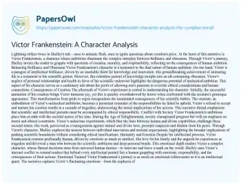 Victor Frankenstein: A Character Analysis - Free Essay Example - 670 ...