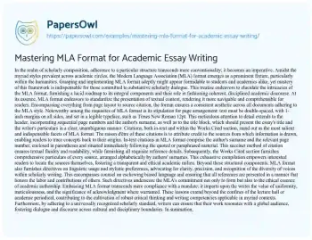 Mastering MLA Format for Academic Essay Writing - Free Essay Example ...